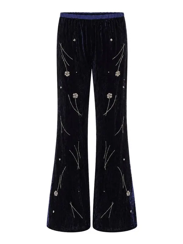 FORTE_FORTE Embroidered Velvet Trousers - Multicolor