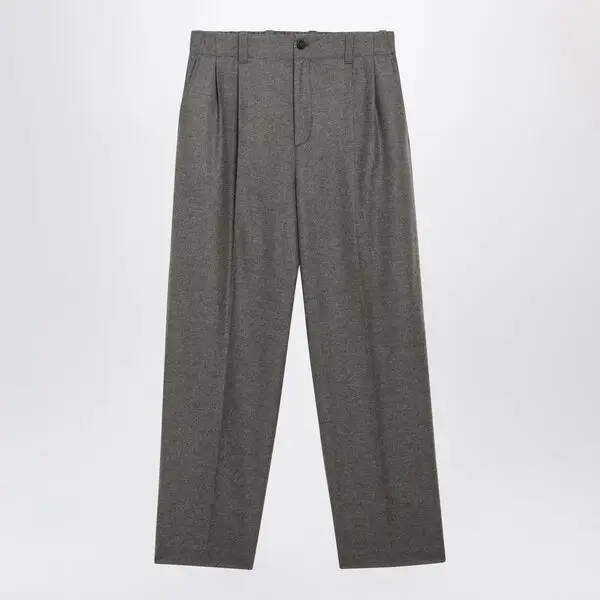 GOLDEN GOOSE Isiah Grey Virgin Wool Flannel Jogger Trousers