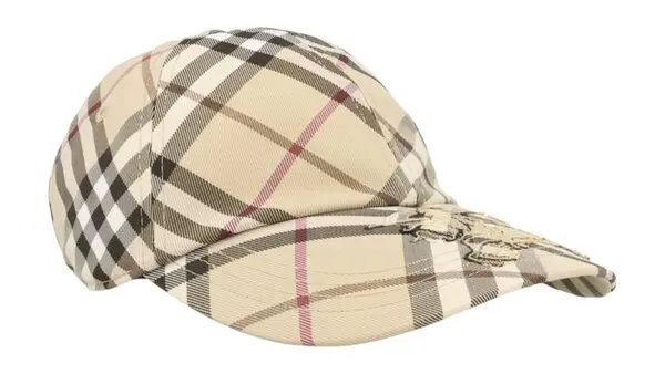 Burberry Mh Ess Check Baseball Hat - Alabaster