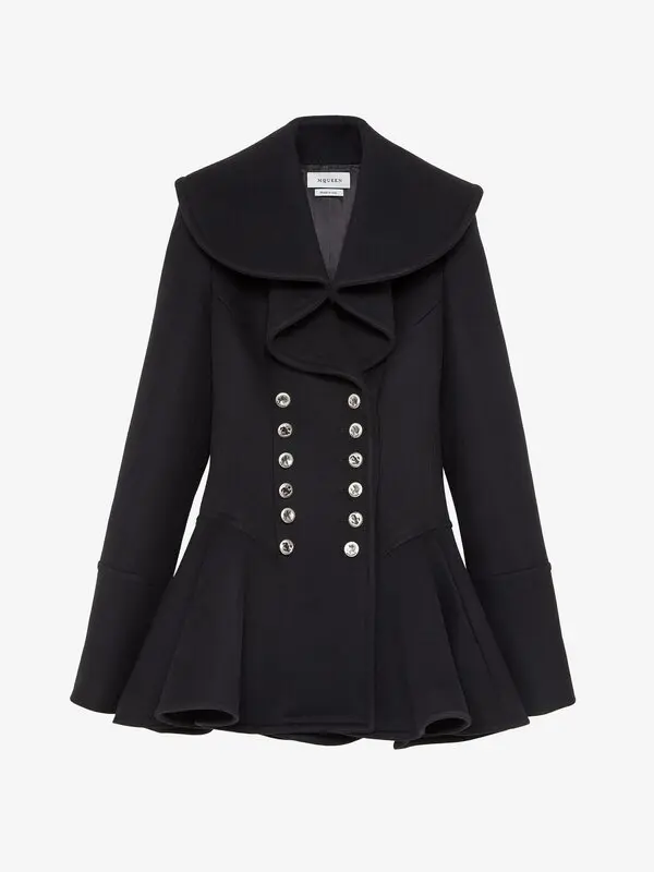 Alexander McQueen Waterfall Collar Coat - Black
