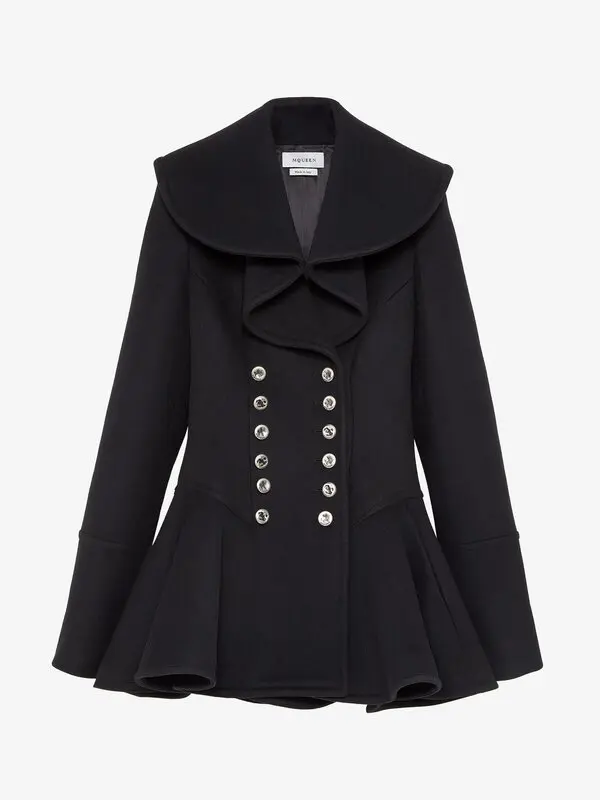 Alexander McQueen Waterfall Collar Coat - Black