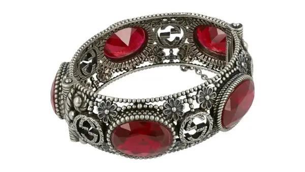 Gucci Crystal Interlocking G Hinge Bracelet - Silver