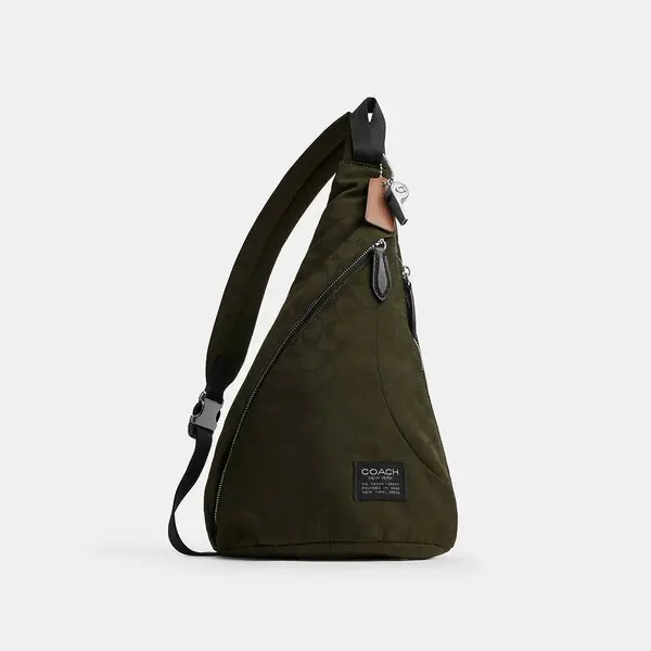 COACH Lachlan Sling In Signature Nylon - Dark Moss