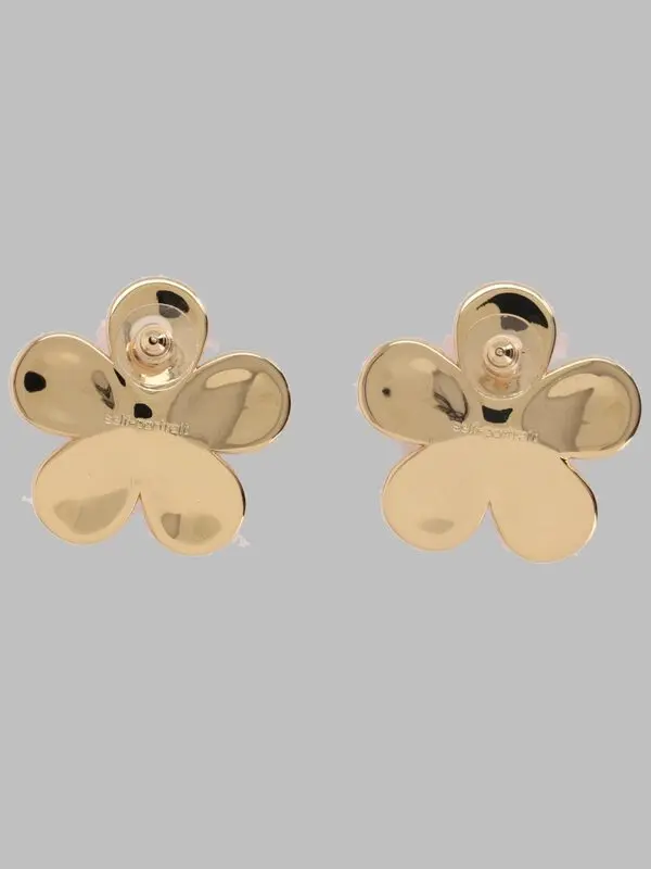 SELF-PORTRAIT Brass Zircon Enamel Floral Earrings