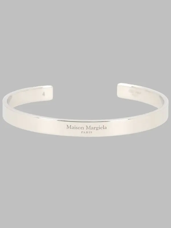 MAISON MARGIELA Bracciale Manchette Plat Con Logo - Silver