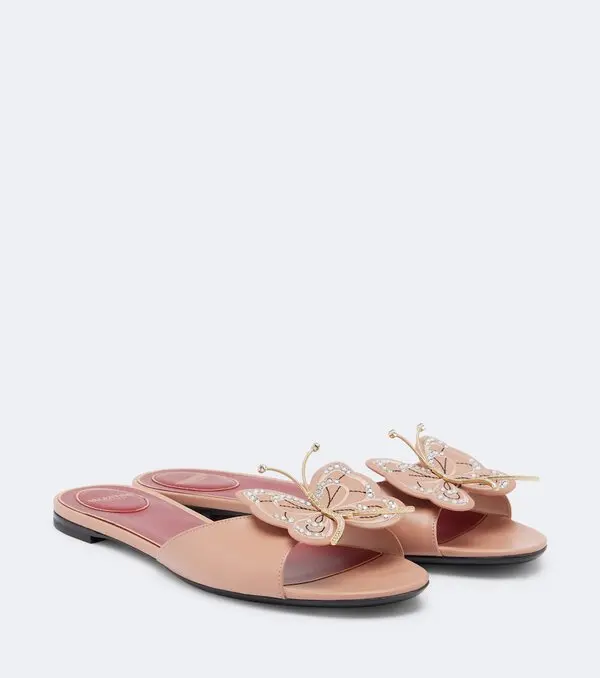 Valentino Garavani Embellished Leather Slides