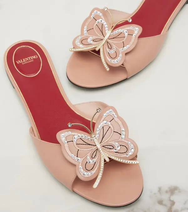 Valentino Garavani Embellished Leather Slides