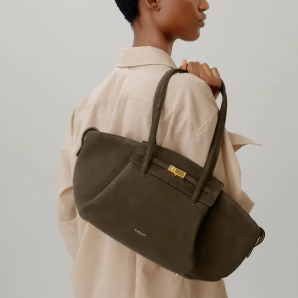 DEMELLIER The Brooklyn Shoulder Bag - Hazel Suede