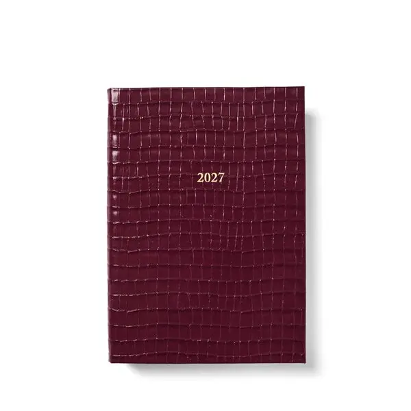 ASPINAL OF LONDON 2027 A5 Week To View Diary In Deep Shine Croc - Red