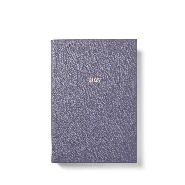 ASPINAL OF LONDON 2027 A5 Day To Page Diary In Deep Shine Small Croc - Blue