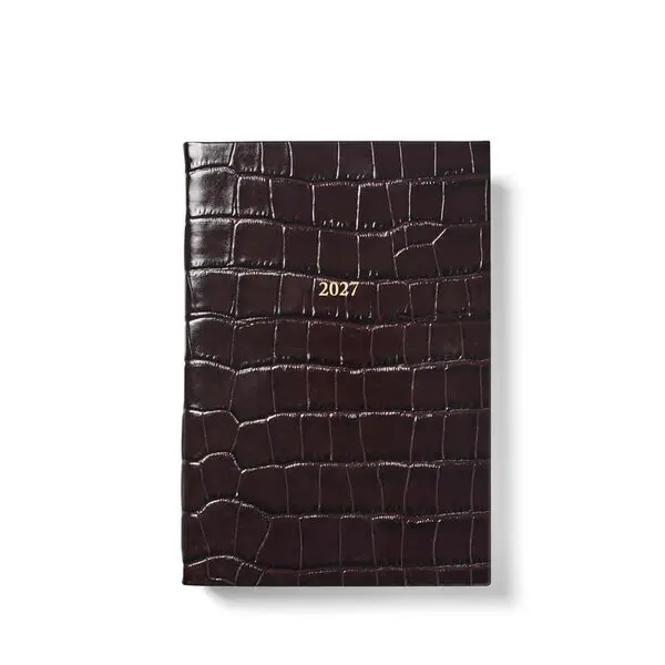 ASPINAL OF LONDON 2027 A5 Day To Page Diary In Pebble - Brown
