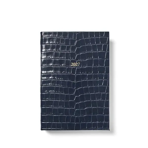 ASPINAL OF LONDON 2027 A5 Day To Page Diary In Pebble - Navy