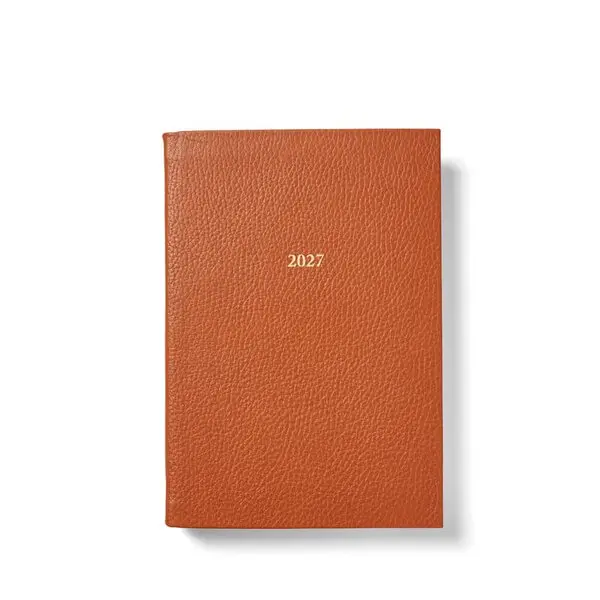 ASPINAL OF LONDON 2027 A5 Day To Page Diary In Pebble - Orange
