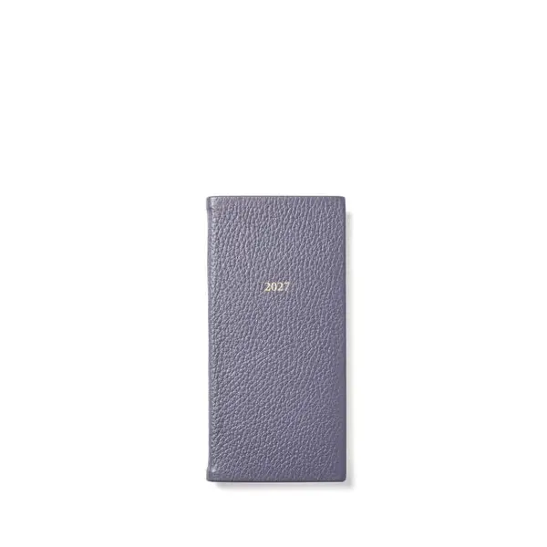 ASPINAL OF LONDON 2027 Slim Pocket Diary In Deep Shine Small Croc - Blue