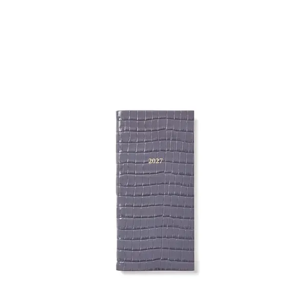 ASPINAL OF LONDON 2027 Slim Pocket Diary In Garnet Pebble - Blue