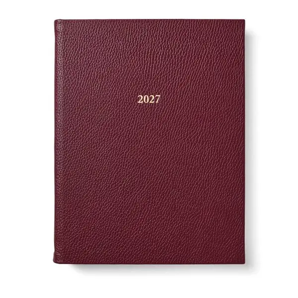 ASPINAL OF LONDON 2027 A4 Day To Page Diary In Deep Shine Dark Amazon Croc - Red