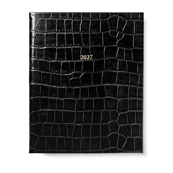 ASPINAL OF LONDON 2027 A4 Week To View Diary In Pebble - Black