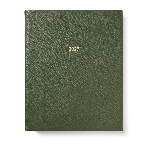 ASPINAL OF LONDON 2027 A4 Week To View Diary In Pebble - Green