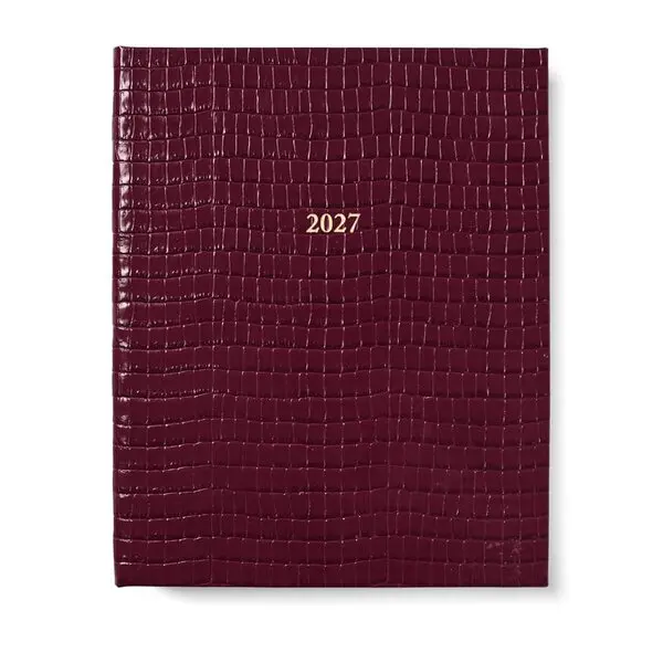 ASPINAL OF LONDON 2027 A4 Week To View Diary In Pebble - Red