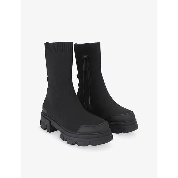 Kurt Geiger Stomp Sock Woven Ankle Boots