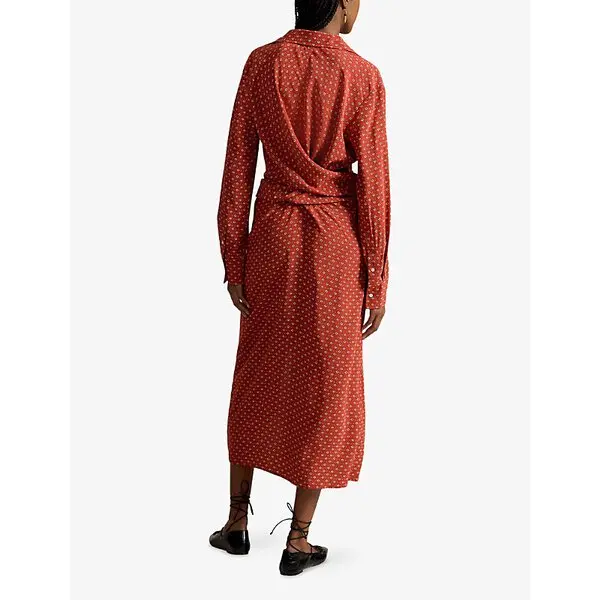 Polo Ralph Lauren Geometric-print Belted Woven Midi Dress
