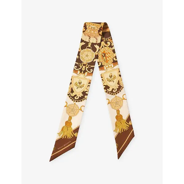ASPINAL OF LONDON Skinny Patterned Silk Scarf