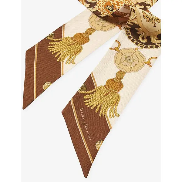ASPINAL OF LONDON Skinny Patterned Silk Scarf