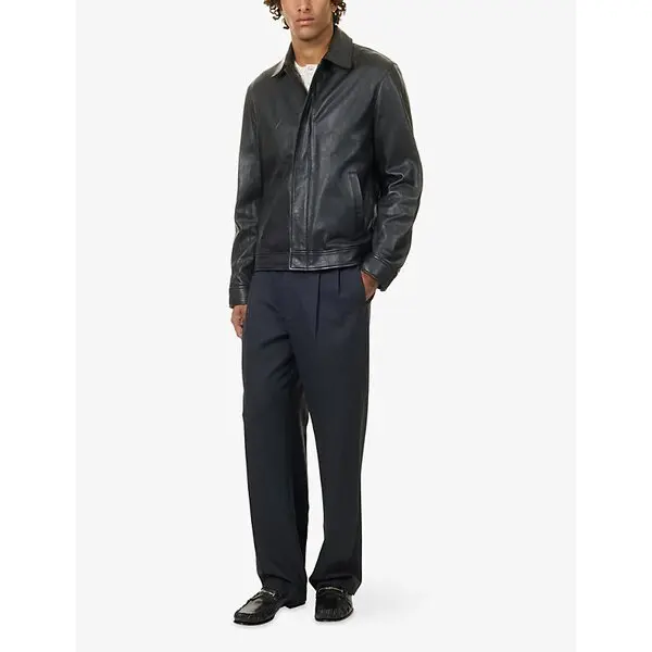 Simkhai Landon Collared Leather Jacket