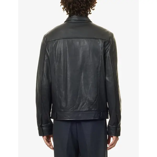 Simkhai Landon Collared Leather Jacket