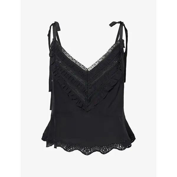 Paige Caroline Lace-trim Silk Top