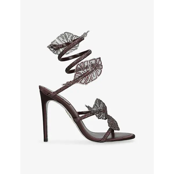 Rene Caovilla Jewel Leaf 105 Leather Heeled Sandals