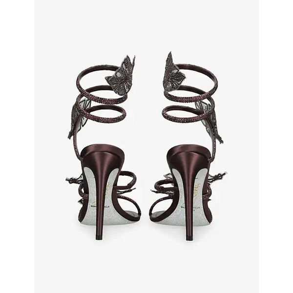 Rene Caovilla Jewel Leaf 105 Leather Heeled Sandals