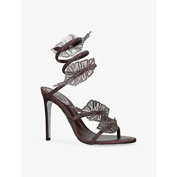 Rene Caovilla Jewel Leaf 105 Leather Heeled Sandals