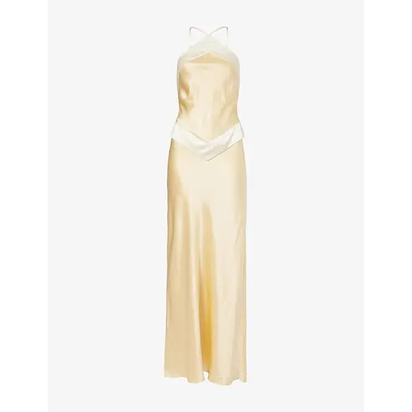 REFORMATION Jillian Halterneck Silk Maxi Dress