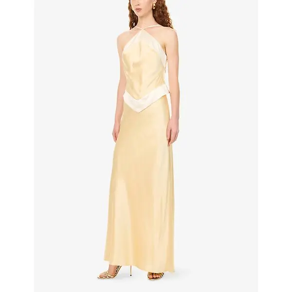 REFORMATION Jillian Halterneck Silk Maxi Dress