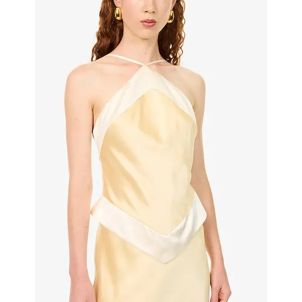 REFORMATION Jillian Halterneck Silk Maxi Dress