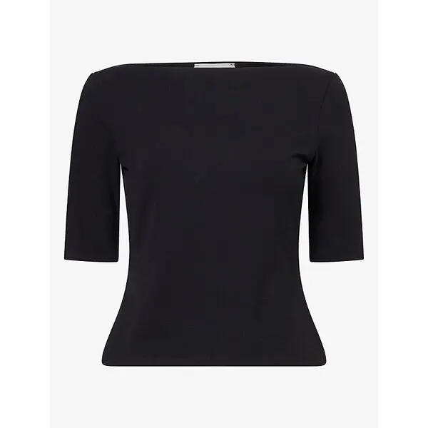 REFORMATION Santino Boat-neck Stretch-cotton Knit Top - Black
