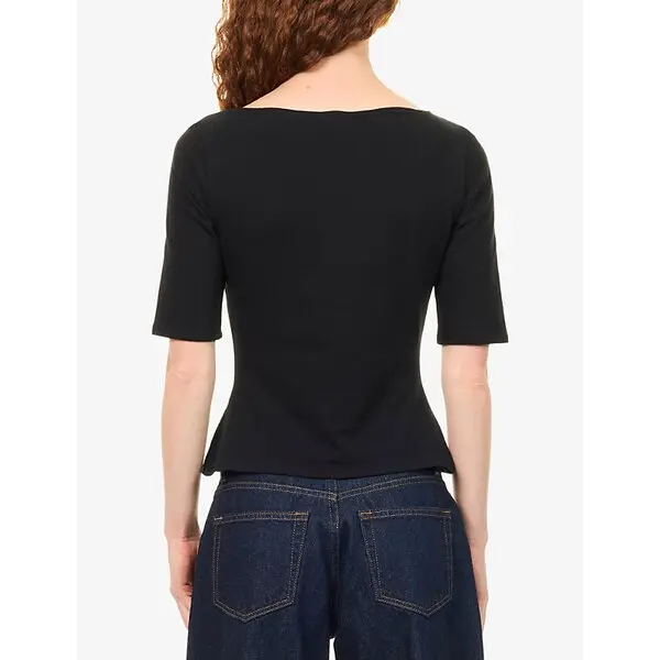 REFORMATION Santino Boat-neck Stretch-cotton Knit Top