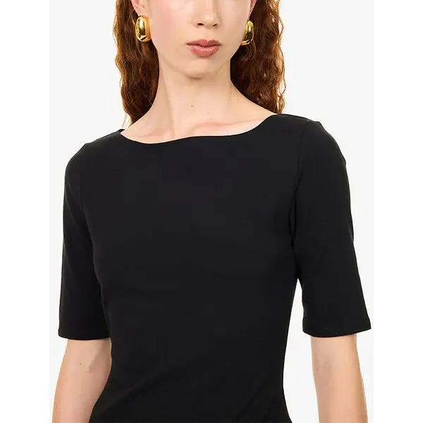 REFORMATION Santino Boat-neck Stretch-cotton Knit Top