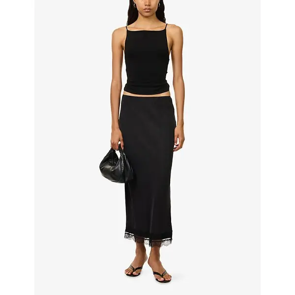 ST. AGNI Twist-back Square-neck Knit Top