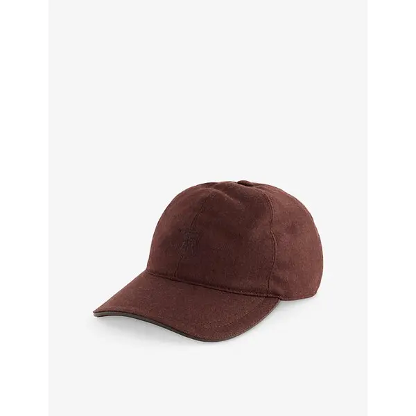 Corneliani Logo-embellished Wool And Cashmere Cap - Brown