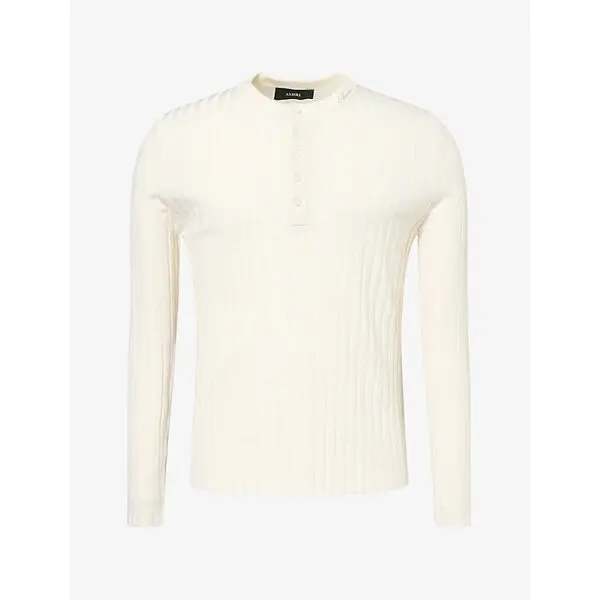 Amiri Script-logo Henley Wool-blend Top