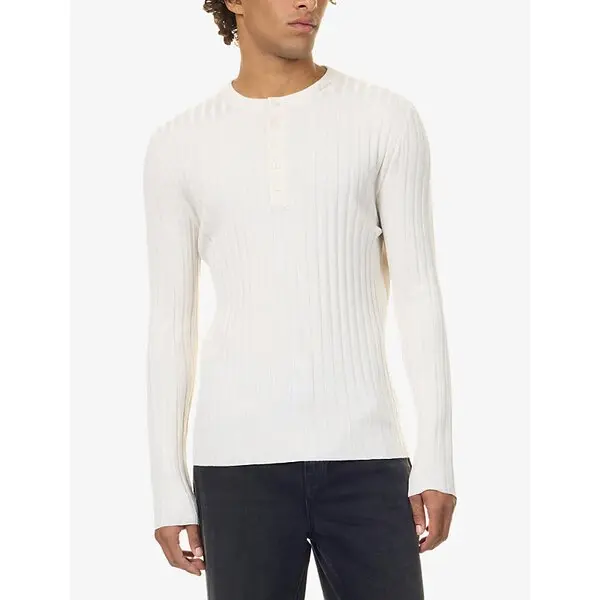 Amiri Script-logo Henley Wool-blend Top