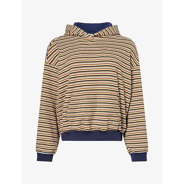 SISTERS & SEEKERS Walker Striped Stretch-jersey Hoodie - Navy