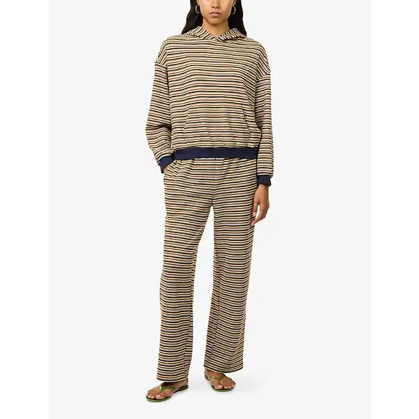 SISTERS & SEEKERS Walker Striped Stretch-jersey Hoodie - Navy