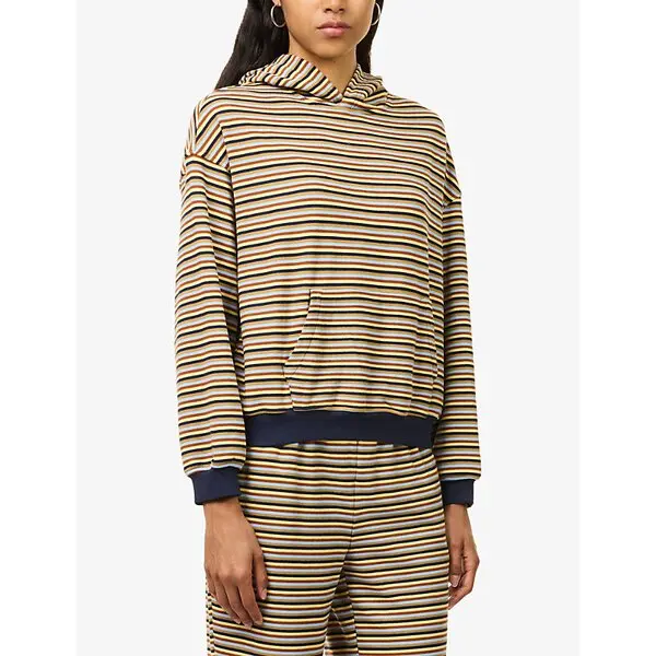 SISTERS & SEEKERS Walker Striped Stretch-jersey Hoodie - Navy
