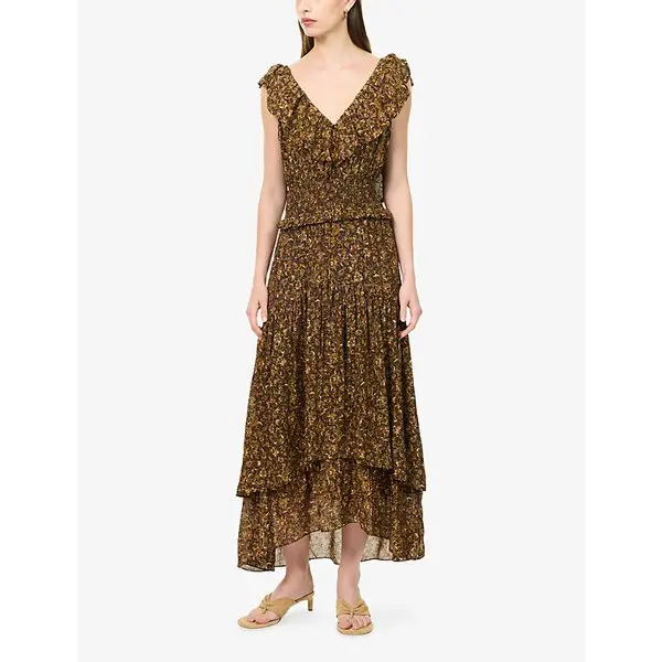 Paige Kiana Ruffled Silk-blend Midi Dress