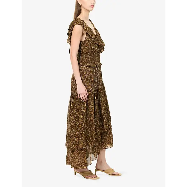 Paige Kiana Ruffled Silk-blend Midi Dress