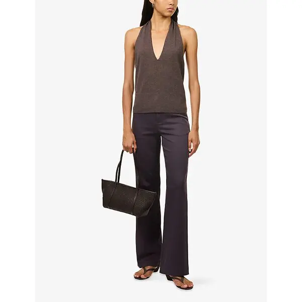 ST. AGNI Sleeveless Halter V-neck Wool Top