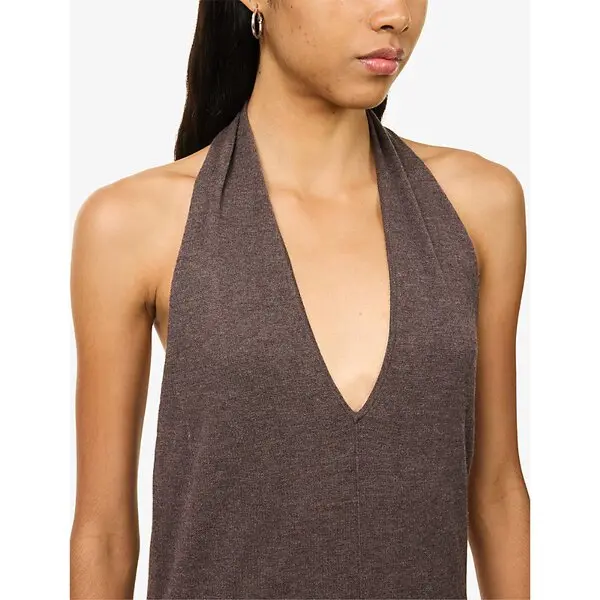 ST. AGNI Sleeveless Halter V-neck Wool Top